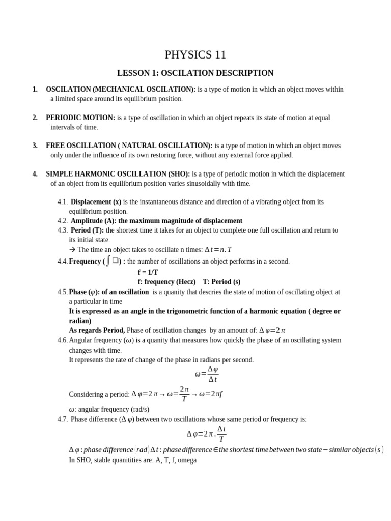 Understanding Phase in Oscillation | PDF | Oscillation | Phase (Waves)
