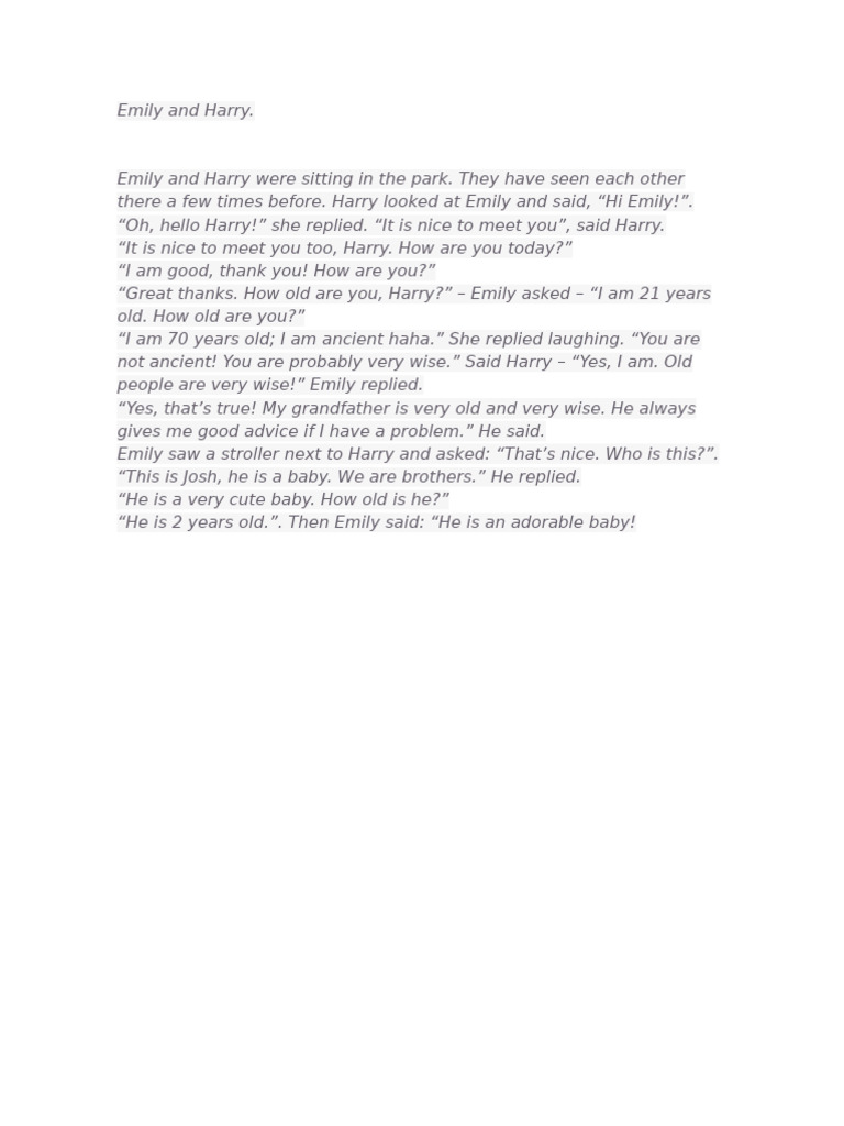 Emily and Harry Story | PDF