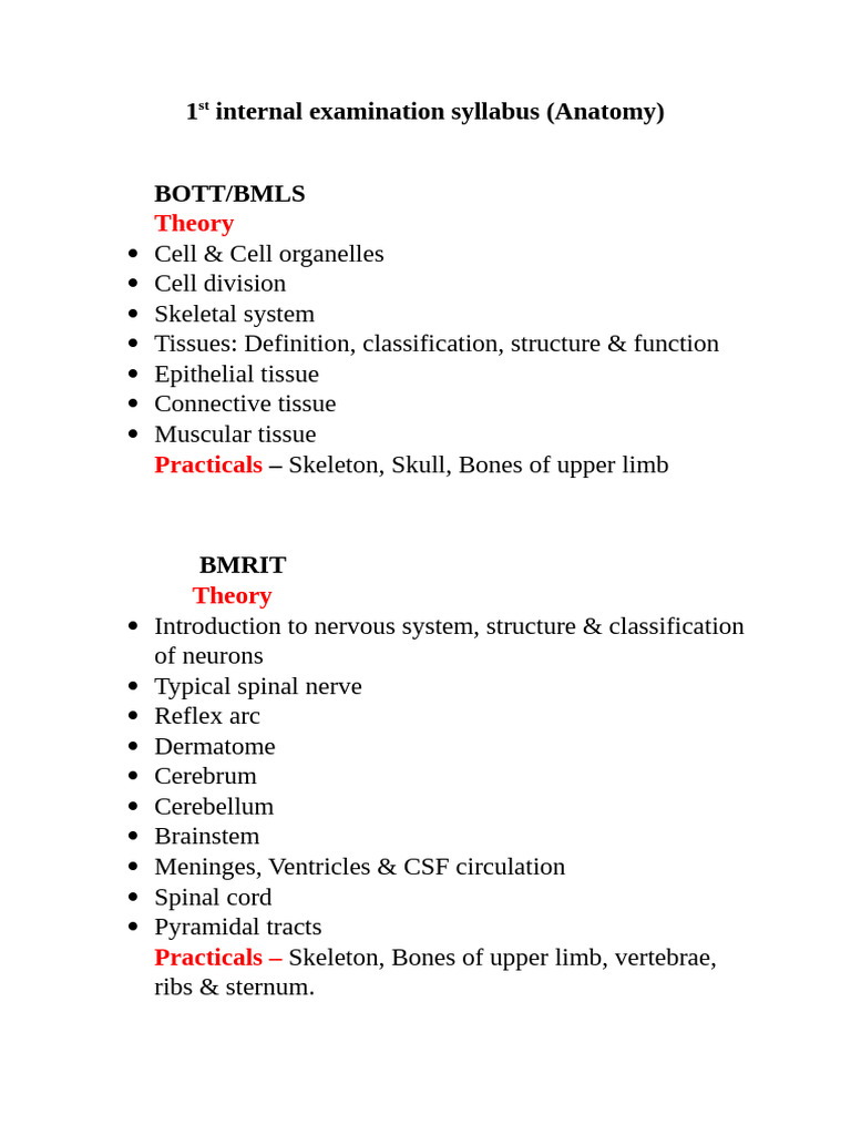 Syllabus For 1st Internal Exam | PDF