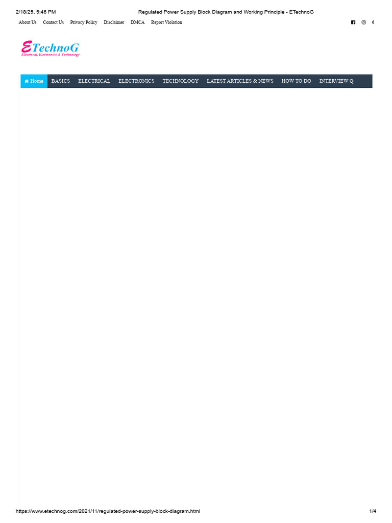 Regulated Power Supply Block Diagram and Working Principle - ETechnoG ...