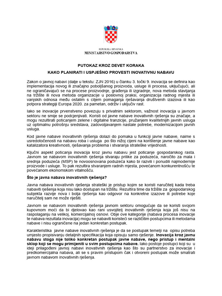MINGO Putokaz Za Naručitelje Inovativna Javna Nabava | PDF