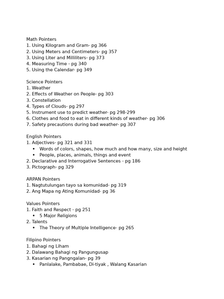 Comprehensive Study Pointers Guide | PDF