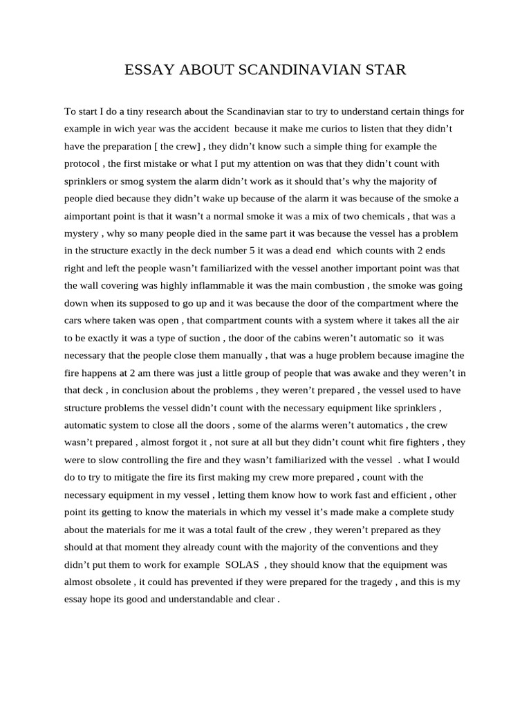 Essay About Scandinavian Star | PDF | Fires