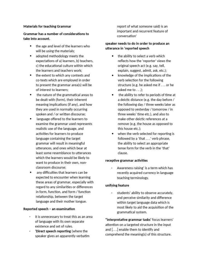Effective Materials for Teaching Grammar | PDF | Reading Comprehension ...