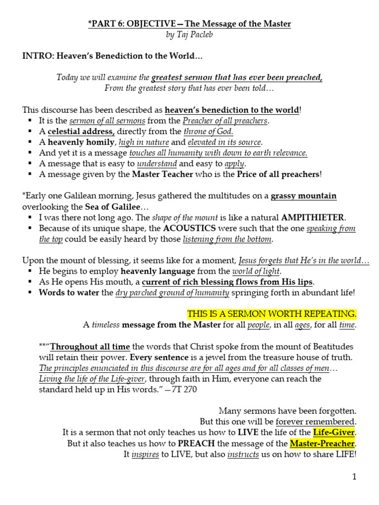 #06 The Message of The Master | PDF | Sermon | Jesus