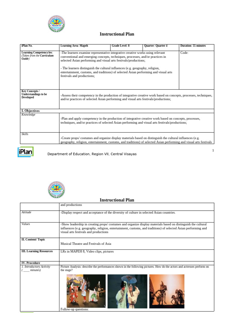 Jasper - Gutierrez - Instructional Plan | PDF | Learning | The Arts