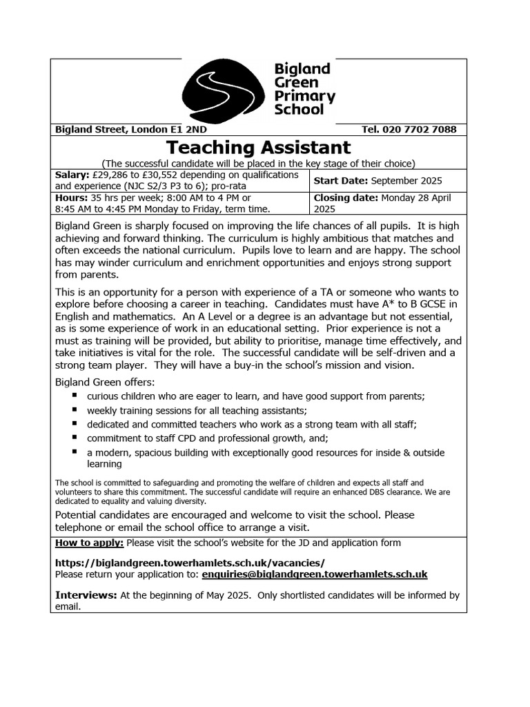 Teaching Assistant Job Description | PDF | Behavior Modification | Learning