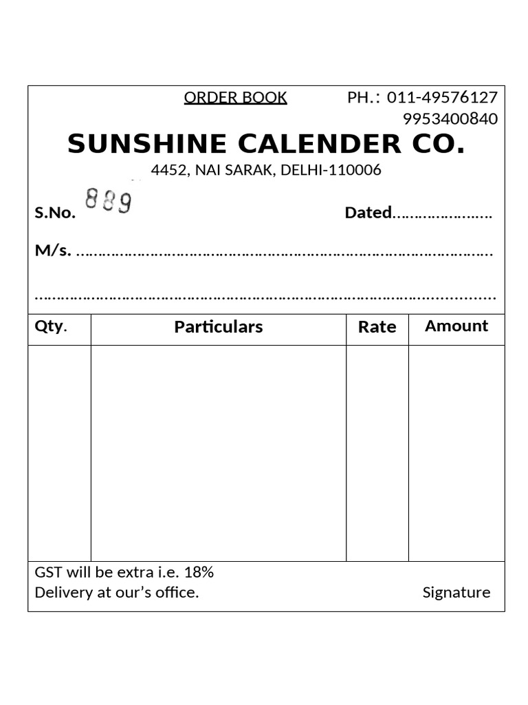 Order Book Voucher | PDF