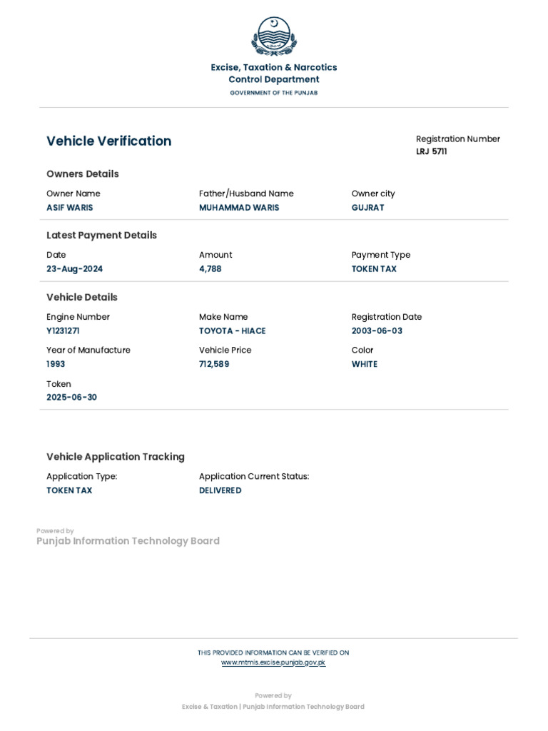Vehicle Verification for Toyota Hiace | PDF