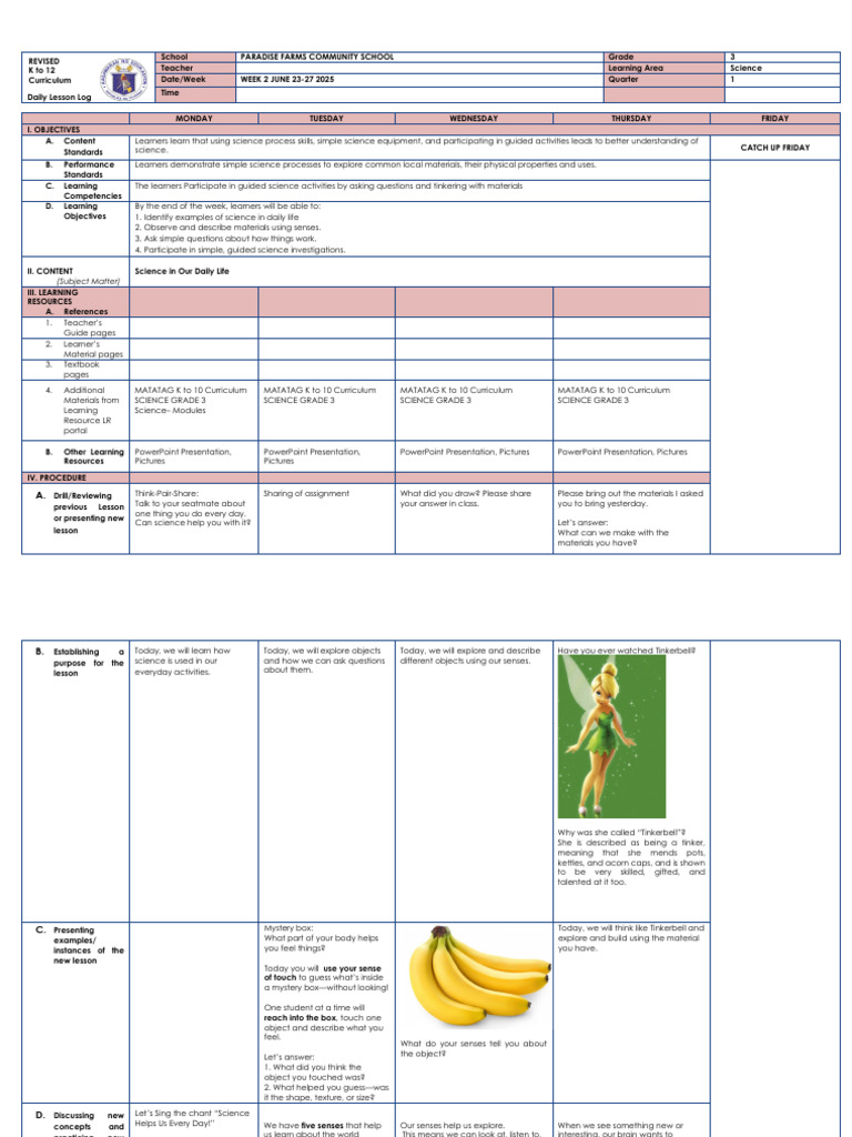 Science in Daily Life: Grade 3 Log | PDF | Curriculum | Learning
