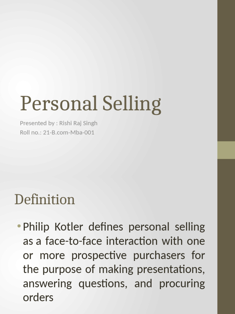 Understanding Personal Selling Techniques | PDF
