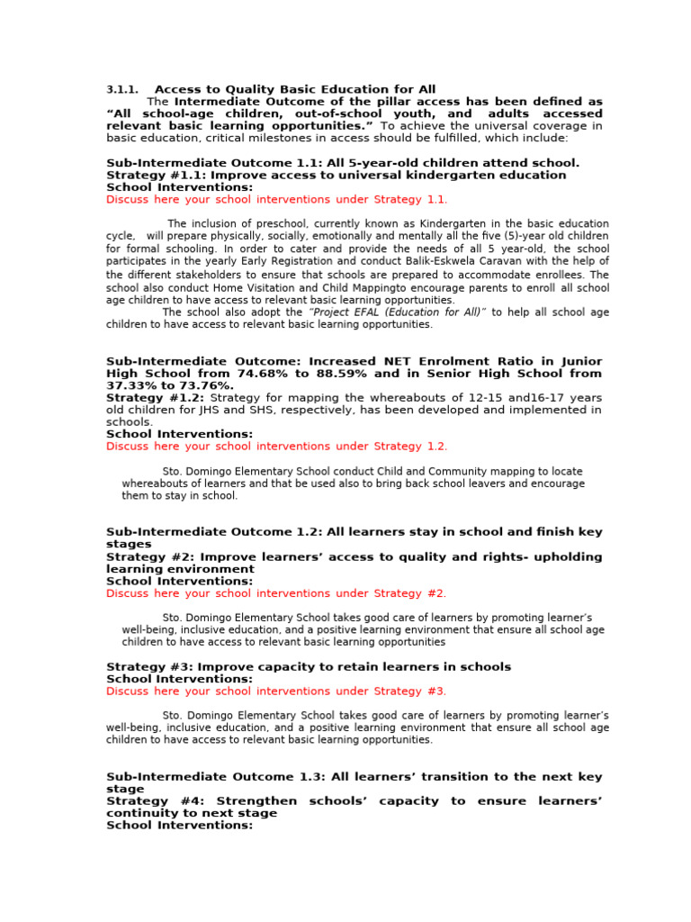School Interventions for Inclusive Education | PDF | Educational ...