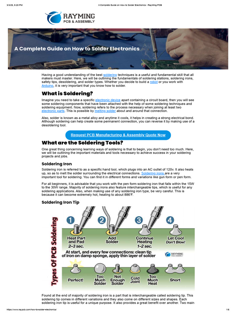 A Complete Guide On How To Solder Electronics - RayMing PCB | PDF ...