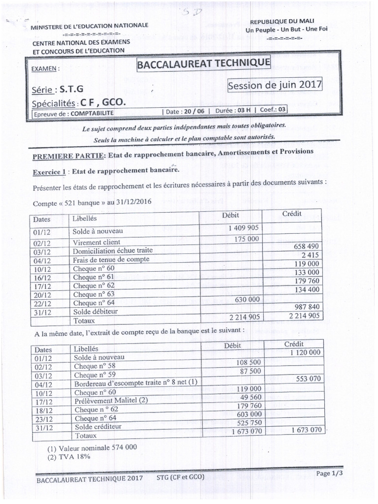 Bac 2017 STG Compta | PDF