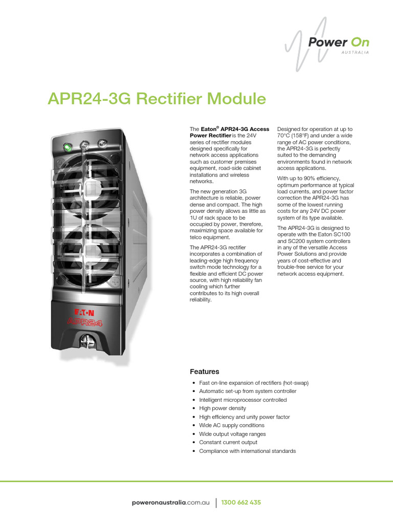 Eaton APR24 3G Rectifier Product Brochure | PDF | Rectifier | Electrical Components