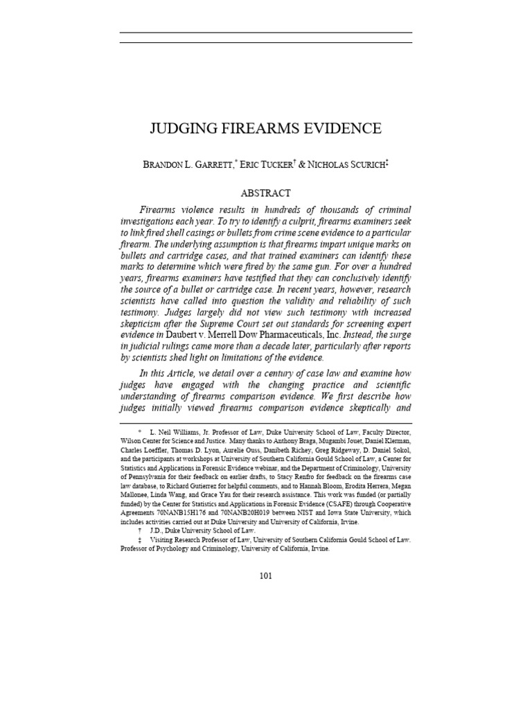 Garrett - Final, Forensic Ballistics | PDF | Daubert Standard | Expert Witness
