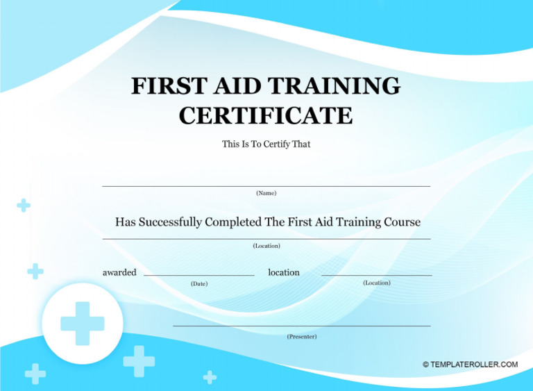 Main - First Aid Training Certificate Template | PDF