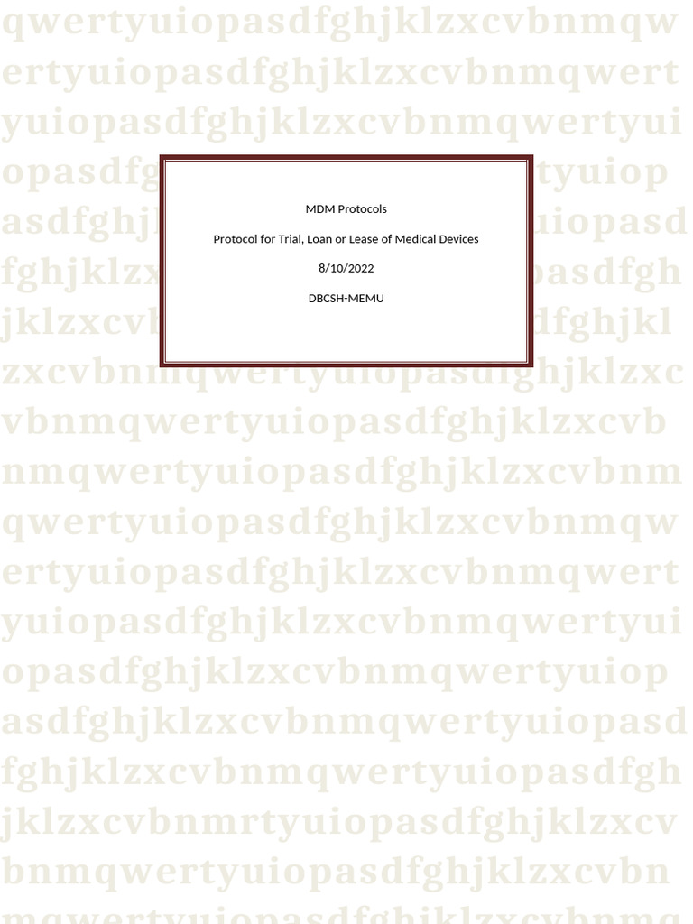 Medical Device Loan and Trial Protocol | PDF | Medical Device