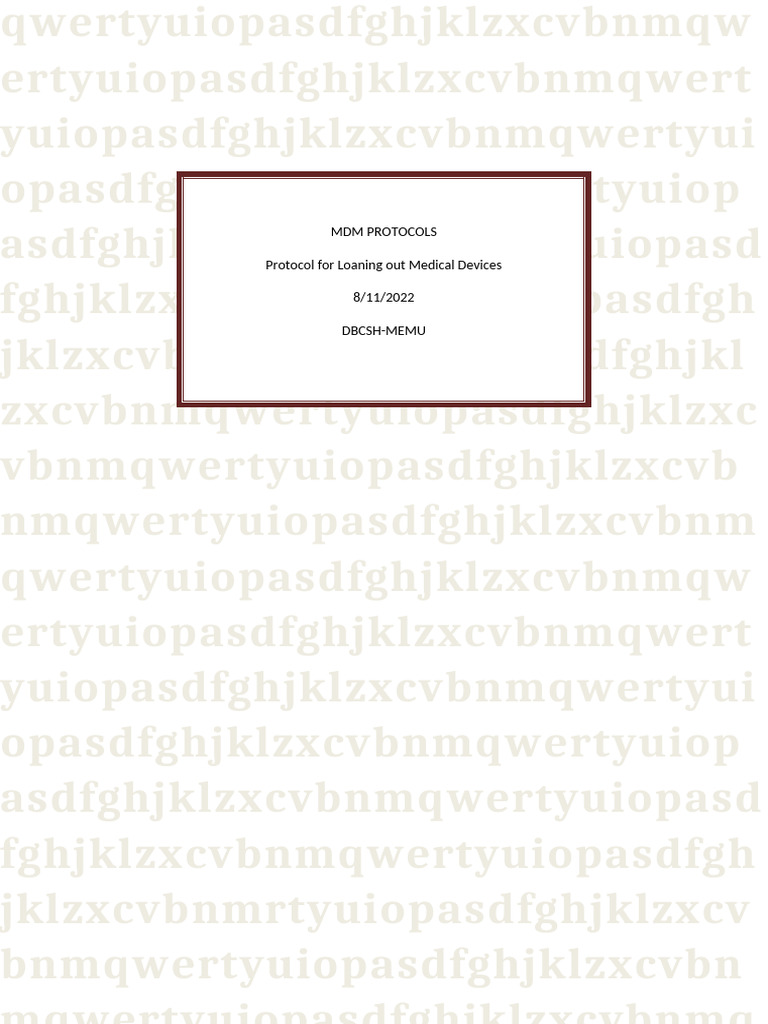 13 Protocol for Loaning Devices | PDF | Medical Device | Hospital