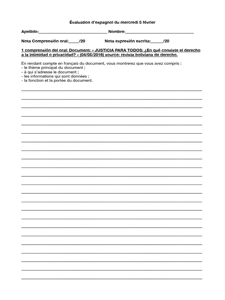 Évalu 1e Espace Privé:publique | PDF