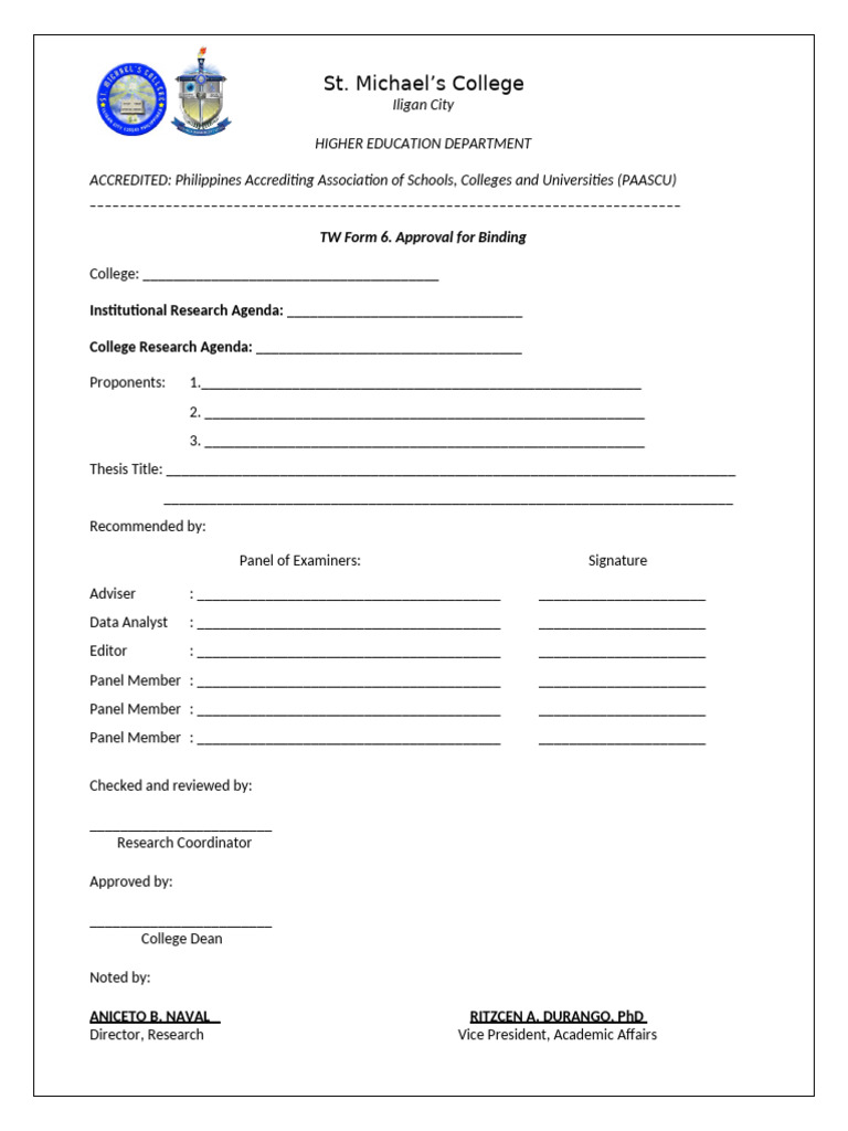 TW Form 6: Research Approval Process | PDF