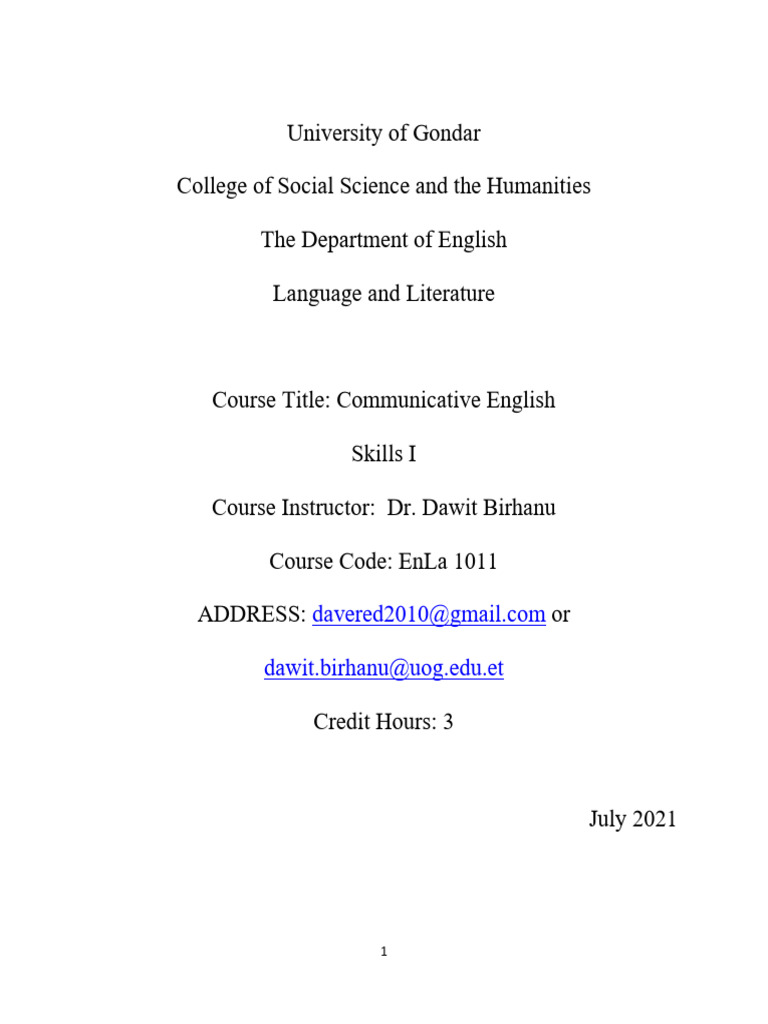 Communicative English Skills I Overview | PDF | Reading Comprehension ...
