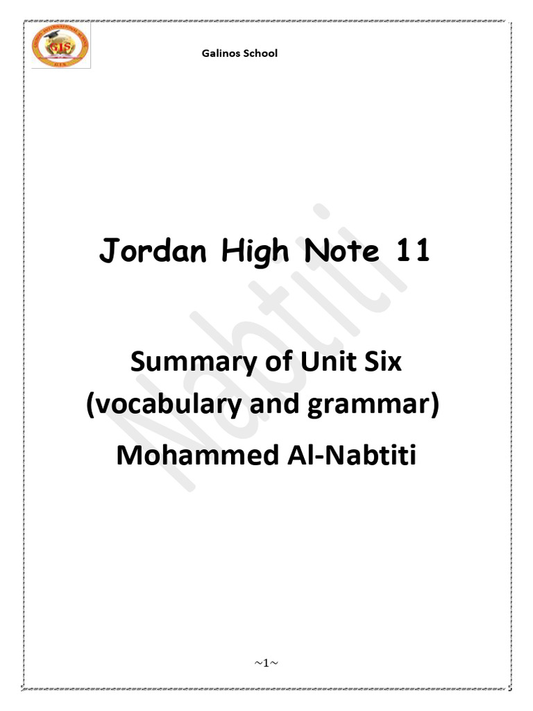 Unit Six Summary Edited Galinos | PDF | Verb | Grammar