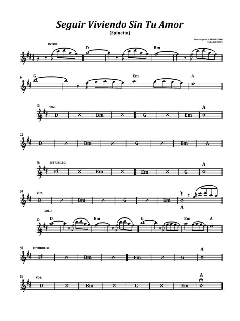 Seguir Viviendo Sin Tu Amor - Partitura Completa | PDF