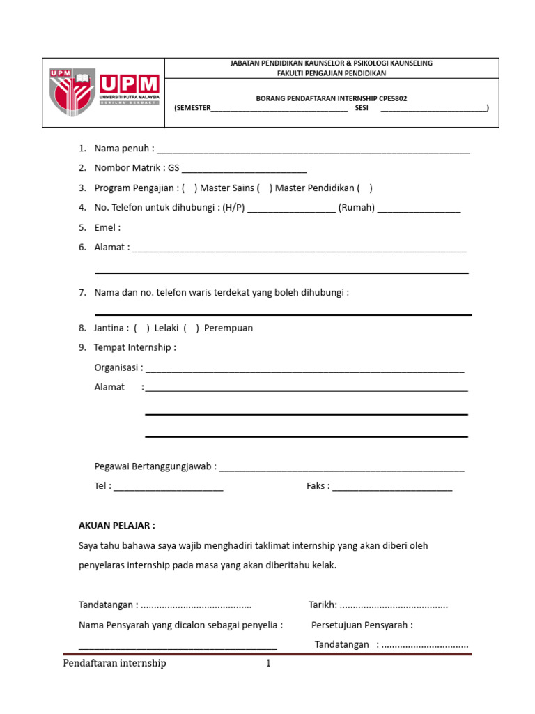 Borang Internship Mk 9.1.2025.Doc | PDF