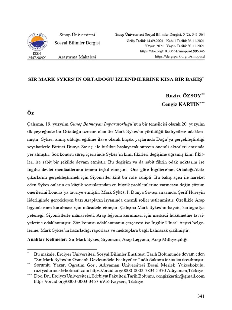 Sir Mark Sykes Ve Ortadogu | PDF