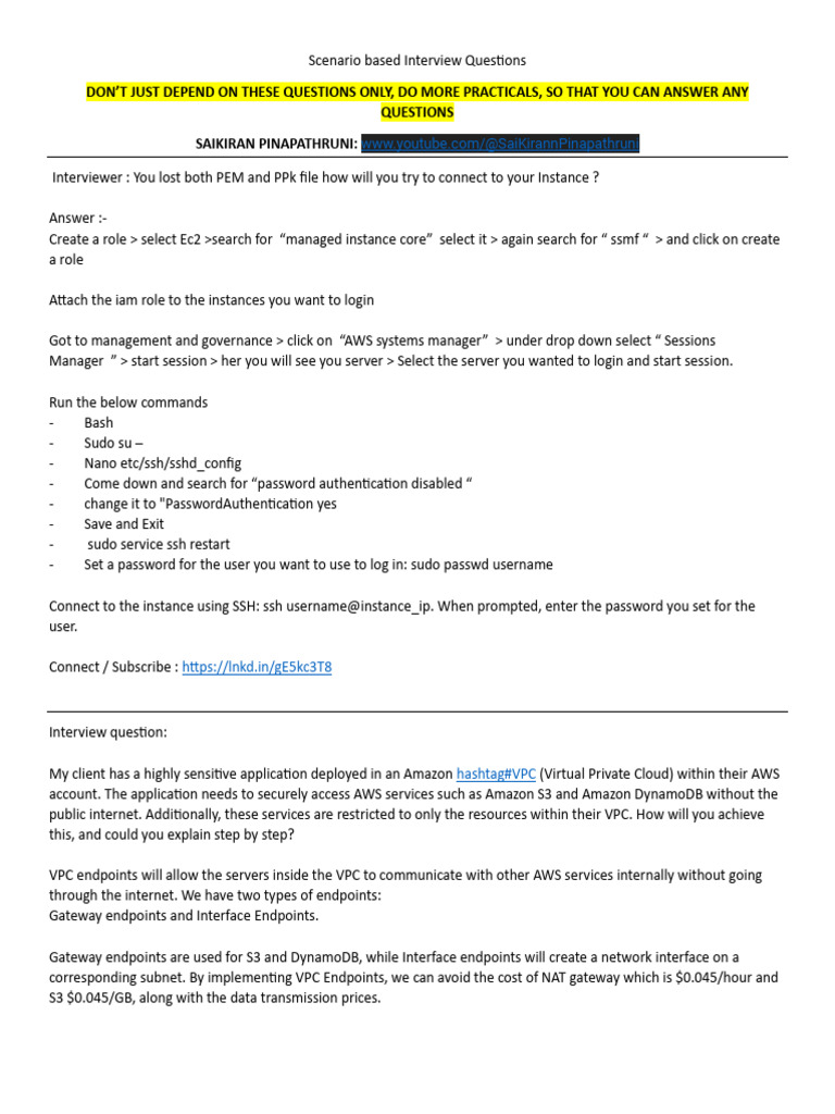 Scenario Based Interview Questions | PDF | Computer Network | Computing