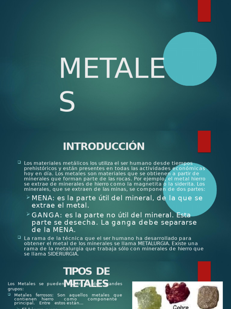 Tipos y propiedades de los metales | PDF | Rieles | Hierro
