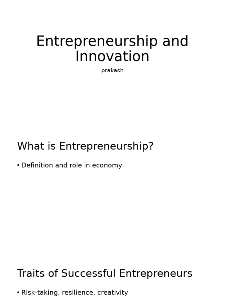 Entrepreneurship and Innovation | PDF