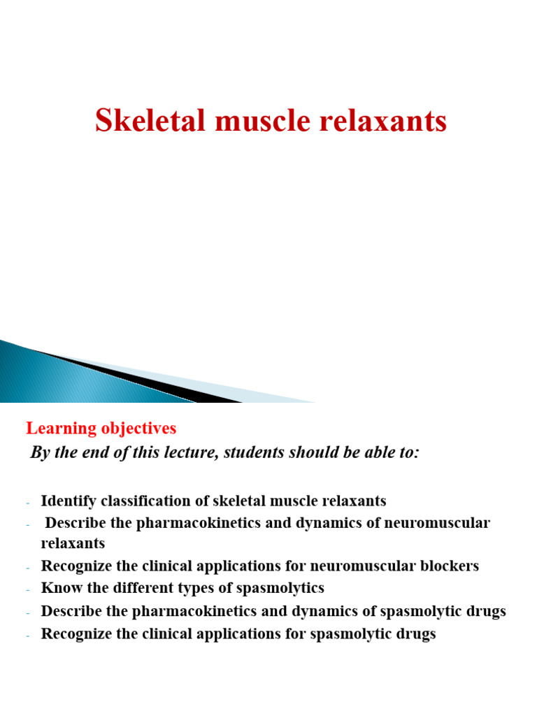 Classification of Skeletal Muscle Relaxants | PDF | Neuromuscular ...