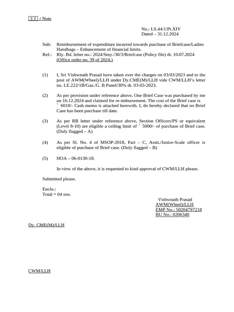 Briefcase Allowance Reimbursement Update | PDF