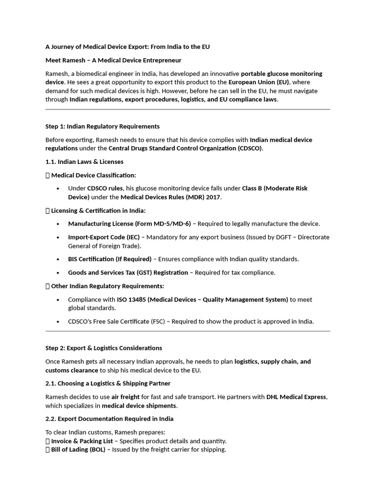 A Journey of Medical Device Export To EU Market | PDF | Medical Device ...