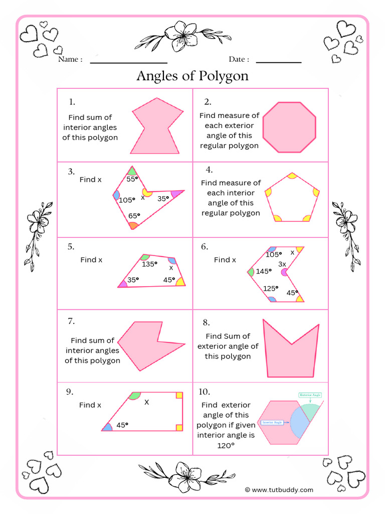 Polygon Angles: Interior & Exterior Calculations | PDF