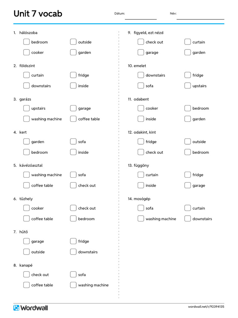 Unit 7 Vocab Kvíz | PDF