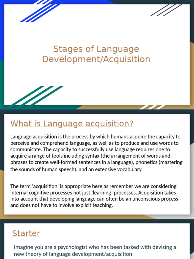 Stages of Language Development and Acquisition - Learning Theory | PDF | Language Acquisition ...