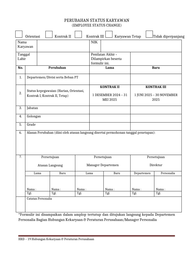 HRD - 21 Perubahan Status Karyawan | PDF