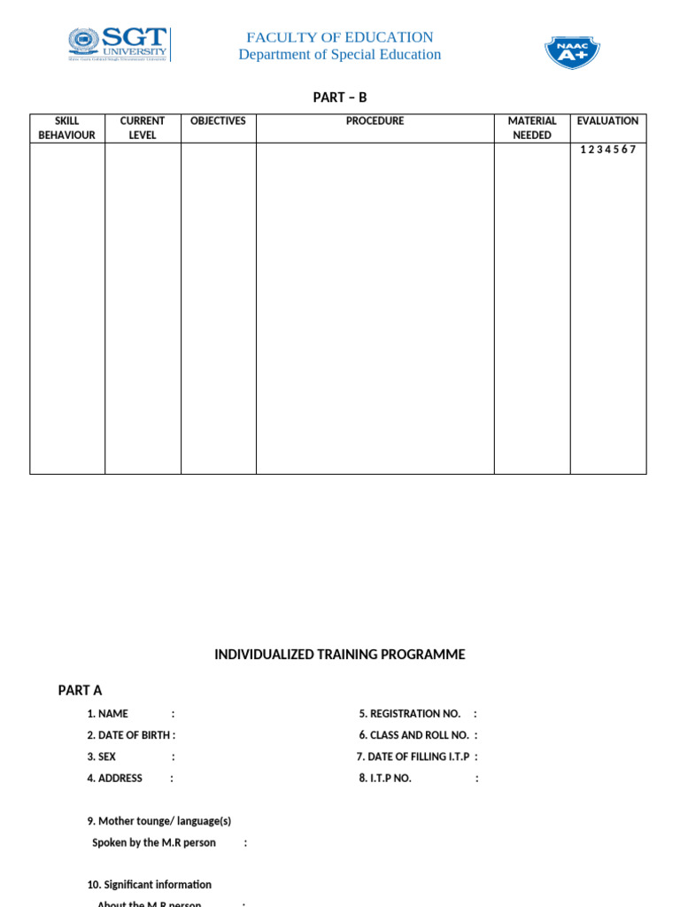 Individualized Training Program Template | PDF