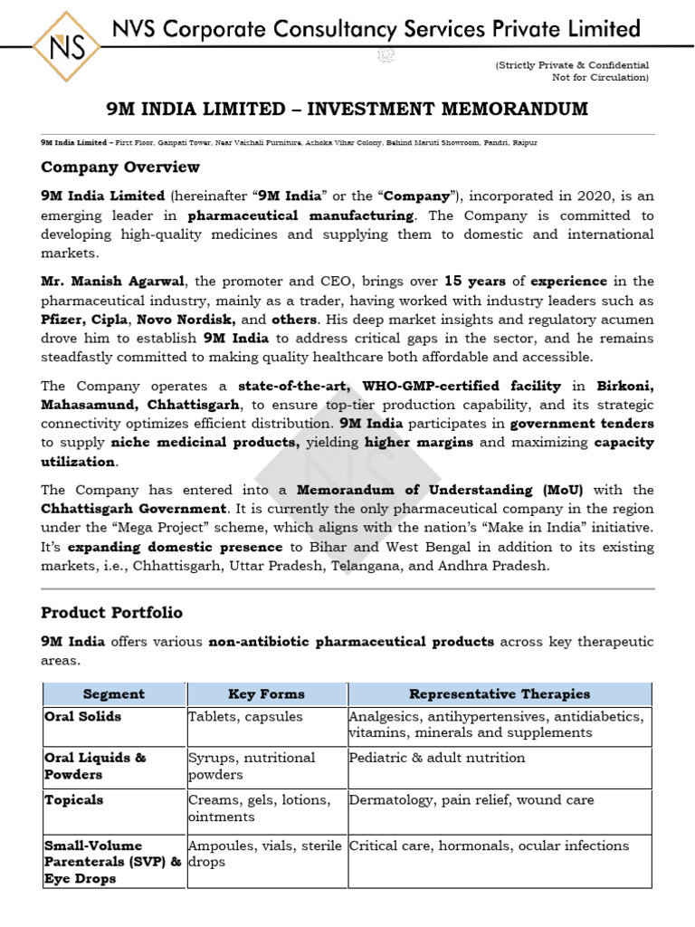 9M India - Investment Memorandum 7th June 2025 | PDF | Topical ...