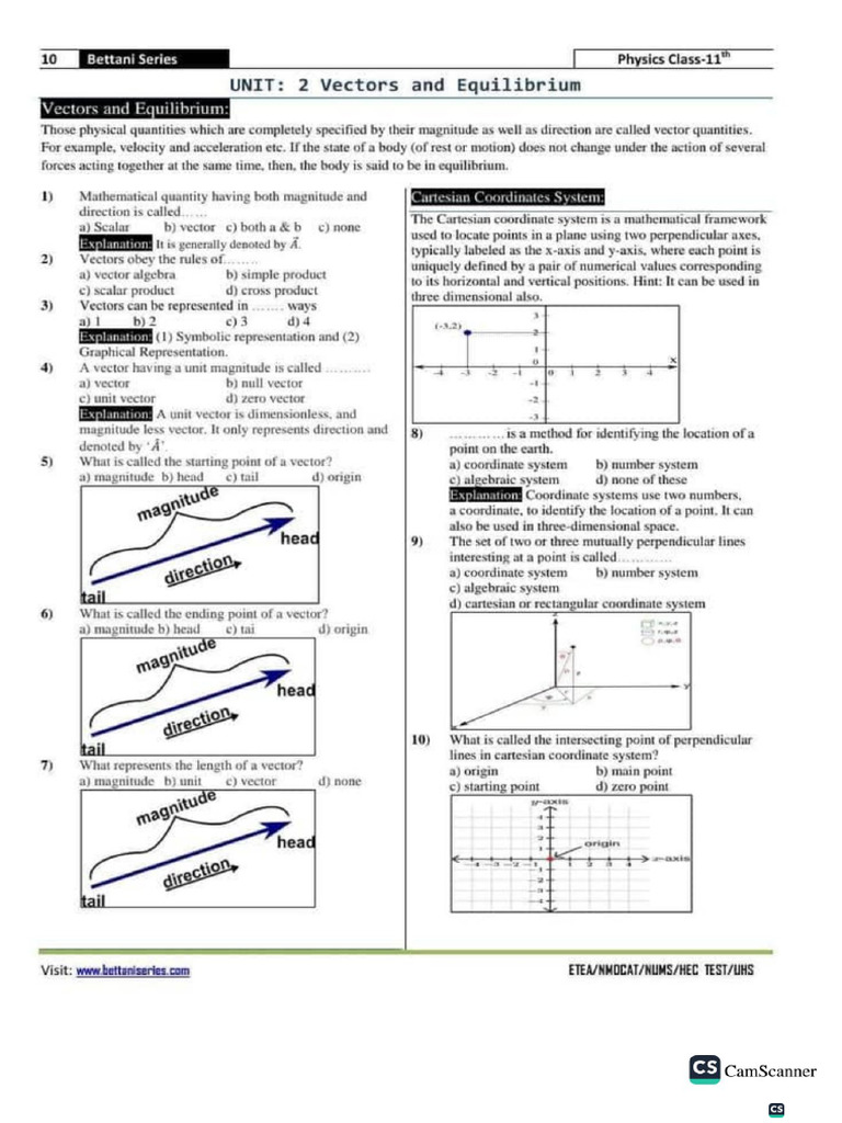 Vector & Equilibrium MCQs + Key | PDF