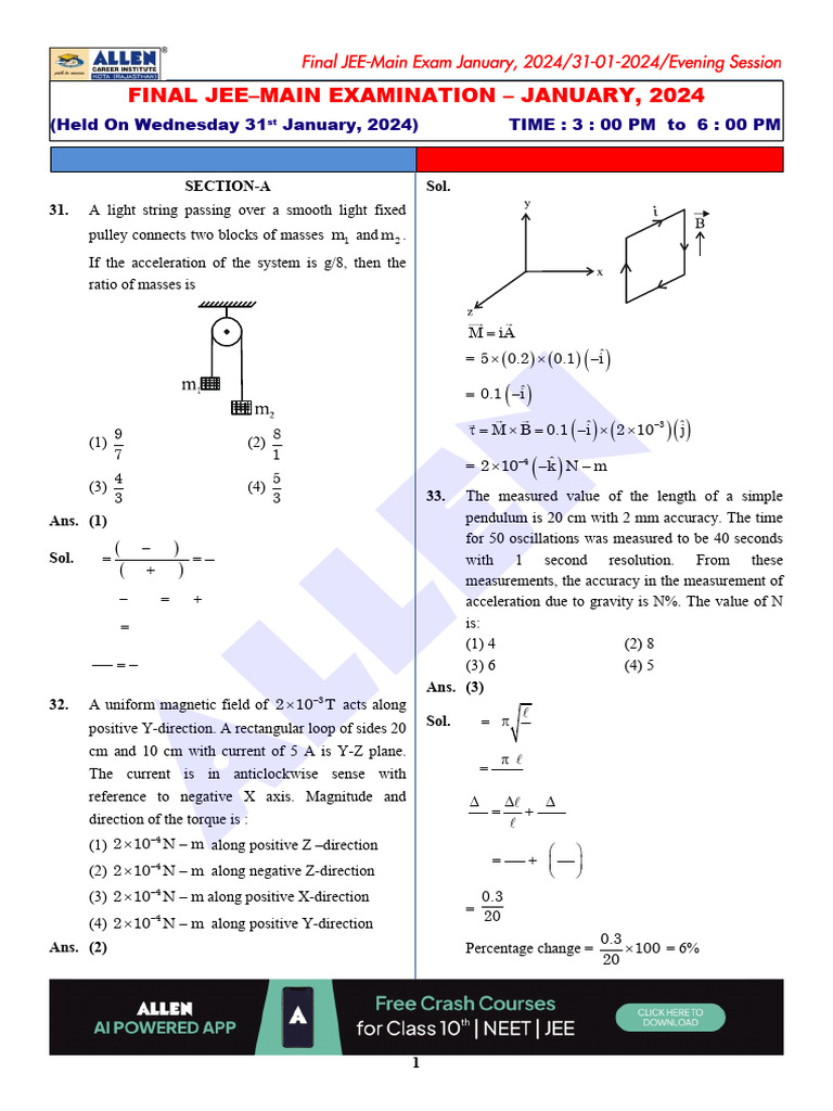 3101 Physics Paper With Solution Eveng | PDF | Photoelectric Effect ...
