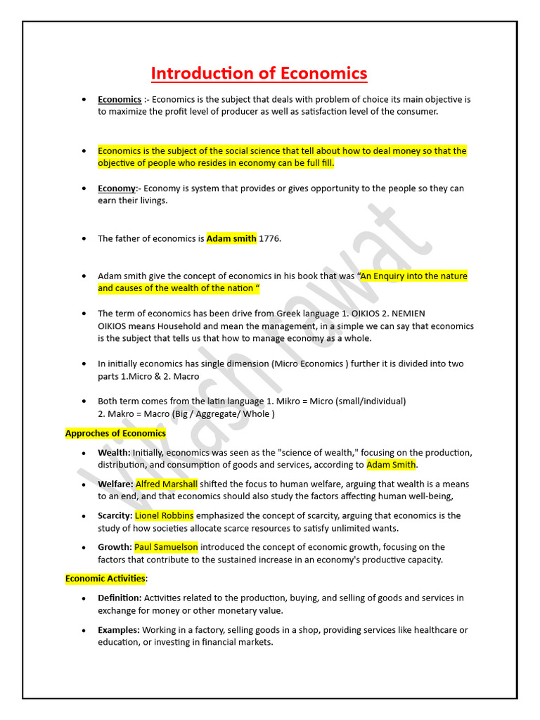 Introduction of Economics | PDF | Economics | Microeconomics