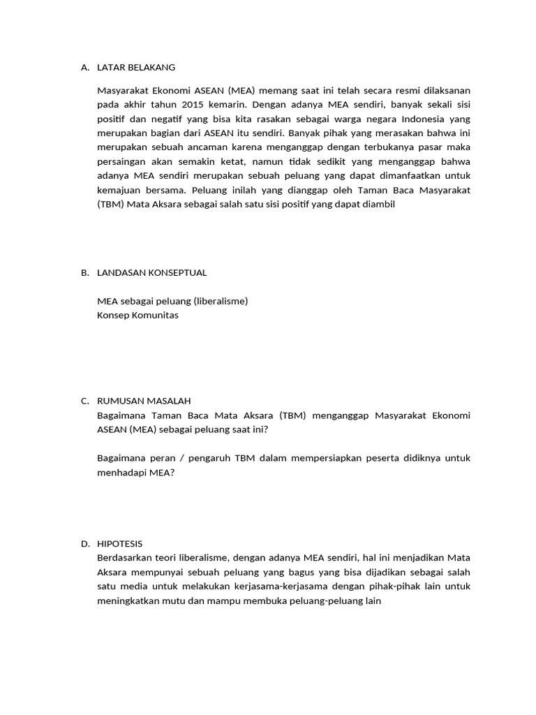 MEA sebagai Peluang bagi TBM Mata Aksara | PDF