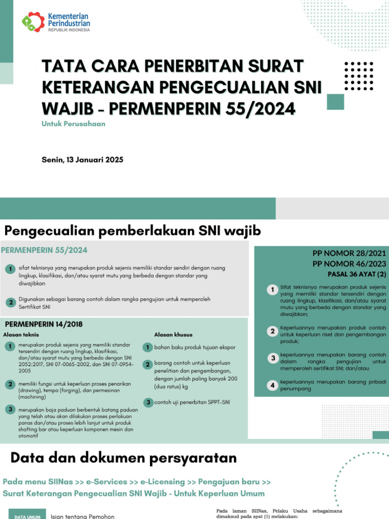 Tata Cara Suket Pengecualian SNI BTB (Perusahaan) | PDF
