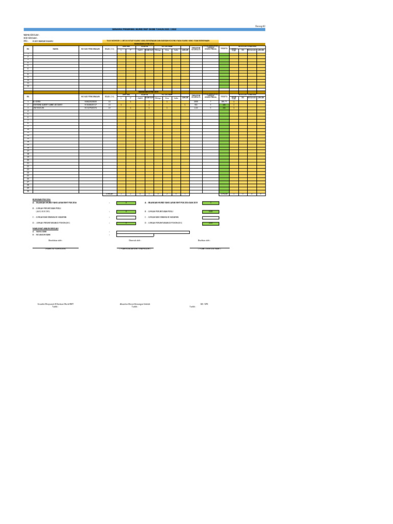 Borang - RMT - A3 - & - A4 - DKBB (SJKC Kelang Lama Tahun 1) | PDF