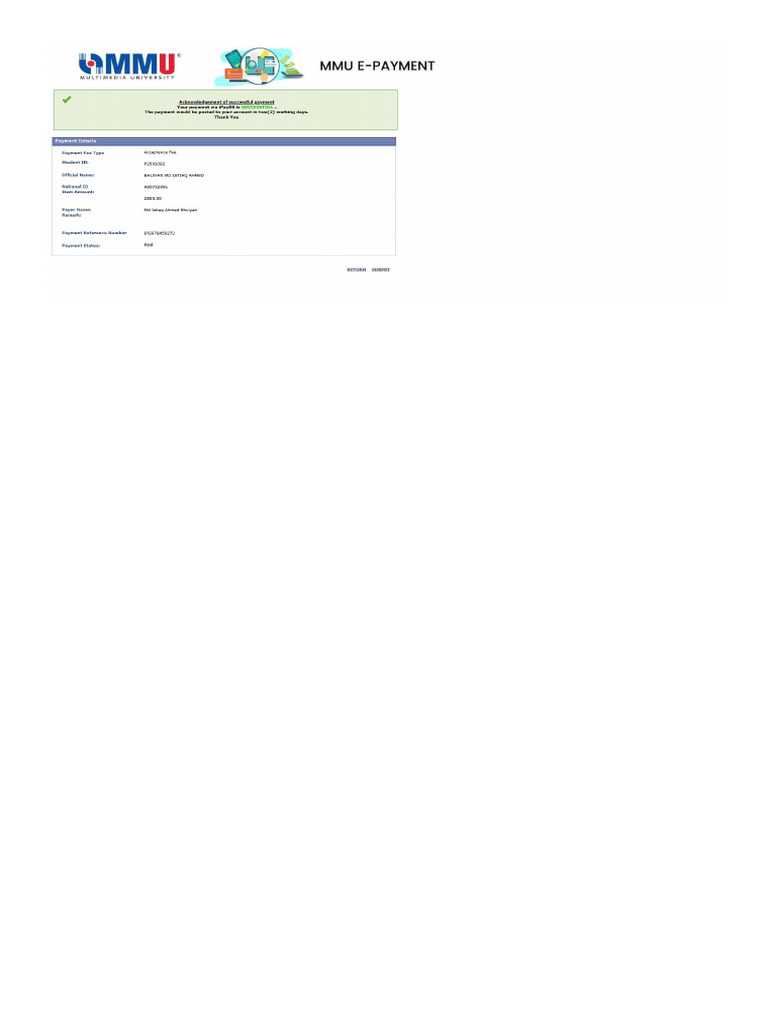 Proof of Payment 2850RM | PDF
