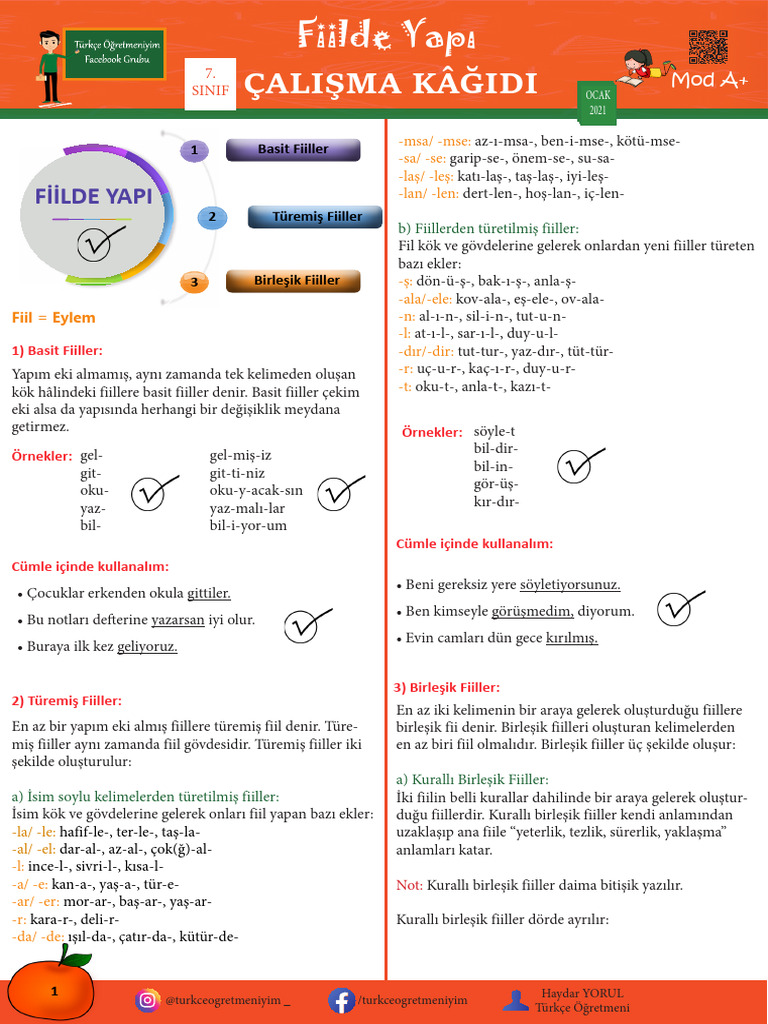 Fiilde Yapı Konu Anlatımı (Haydar Yorul) | PDF